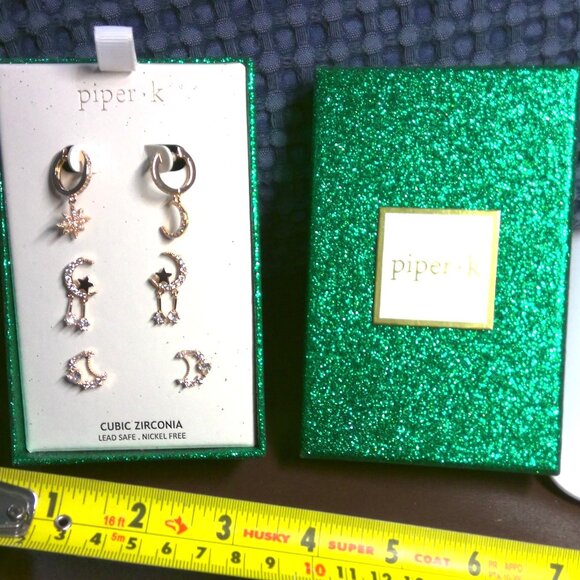 Piper | Jewelry | Three Pairs Of Celestrial Earrings By Piper K | Poshmark